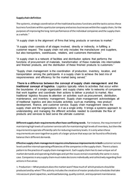 Basic concepts of supply chain management | DOCX