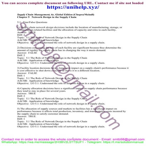 Answers to Problems – Supply Chain Management: Strategy, Planning ...