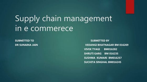 Flipkart | Inventory Management | Supply chain and distribution | PPTX
