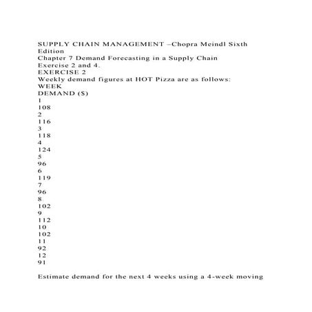 SUPPLY CHAIN MANAGEMENT –Chopra Meindl Sixth EditionChapter 7 De.docx ...