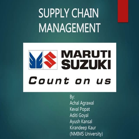 Supply chain of maruti suzuki in india | PPTX