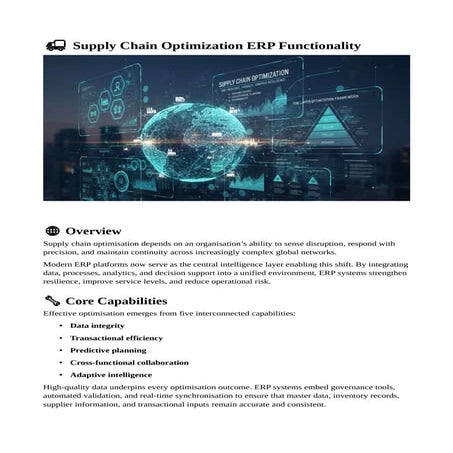 Supply Chain Optimization ERP Functionality | PDF