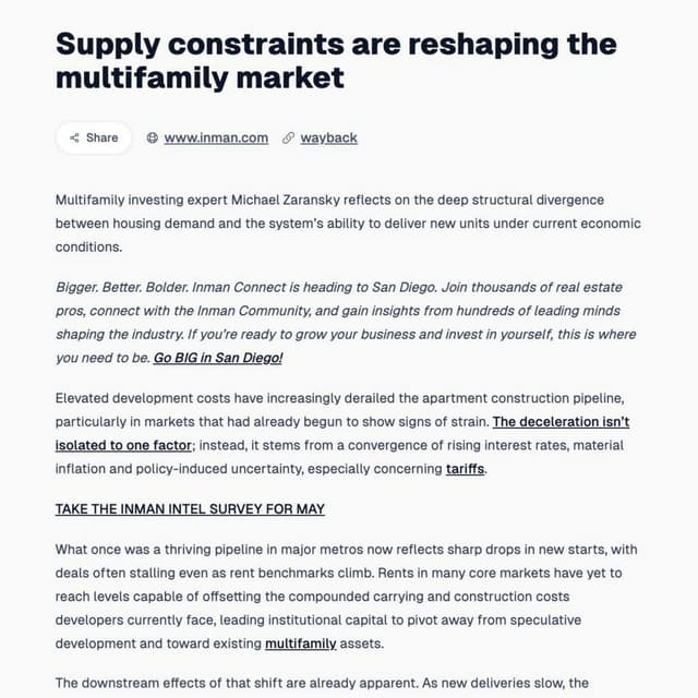 Supply Constraints are Reshaping The Multifamily Markets Trajectory ...