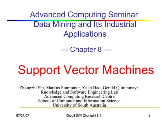 Support Vector Machines ( SVM ) | PPT Support Vector Machines ( SVM ) | PPT