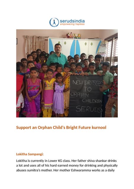Help Orphaned Children Find a Brighter Tomorrow - Donate Now! | PDF