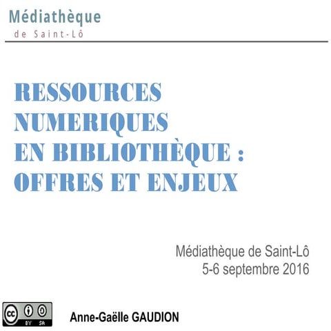 Ressources numériques en bibliothèque : offres et enjeux | PPT