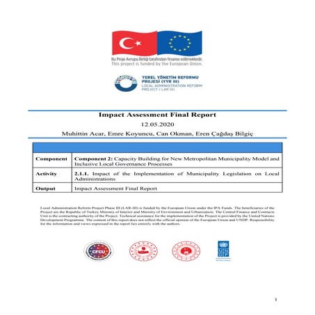 Support for Local Administration Reform in Turkey (Impact Assessment ...