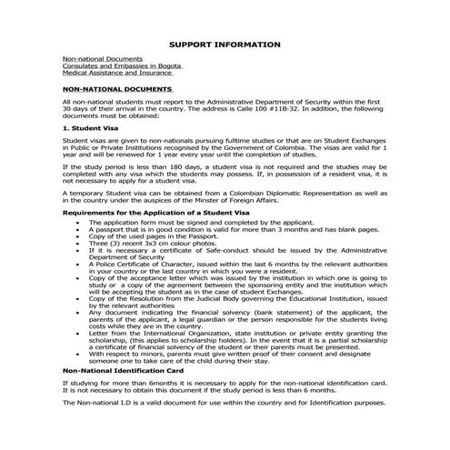 U.D.C.A Support Information for non-national | PDF