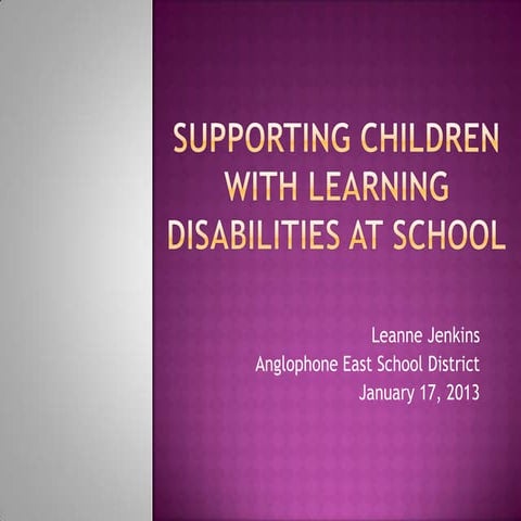 Supporting children with learning disabilities at school | PPT