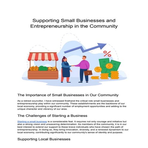 Supporting Small Businesses and Entrepreneurship in the Community | PDF
