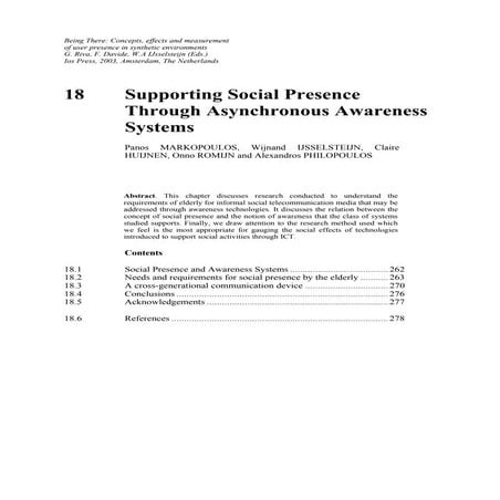 Supporting social presence through asynchronous awareness systems | PDF