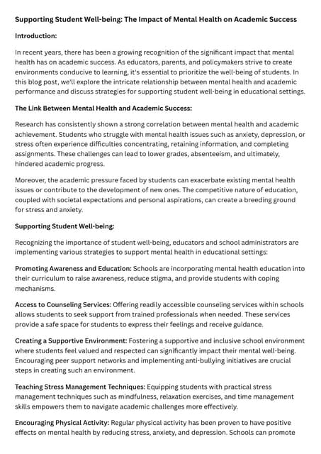 The Crucial Role of School Nurses in Supporting Students' Mental Health After School Reopening | PPT