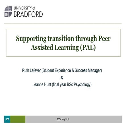 Supporting transition through peer assisted learning (pal) | PPT