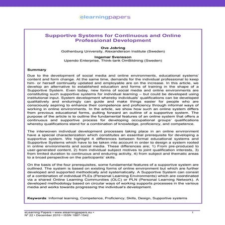 Supportive systems for continuous and online professional development | PDF