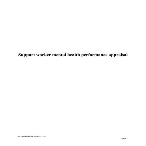 Maternity support worker performance appraisal | DOC