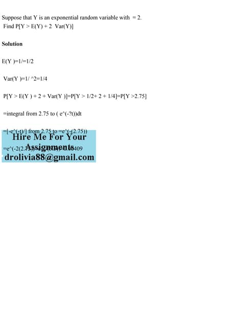 Suppose That Y Is An Exponential Random Variable With 2 Find Ppdf 0742