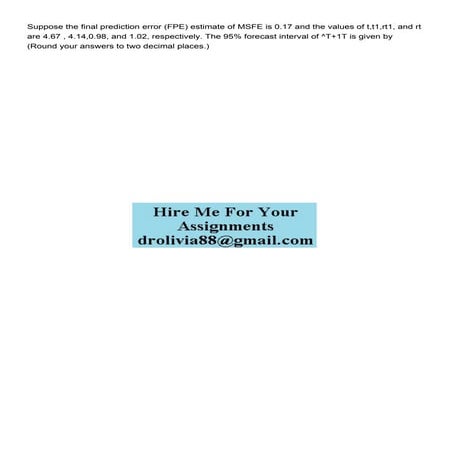 Suppose The Final Prediction Error Fpe Estimate Of Msfe Is Pdf