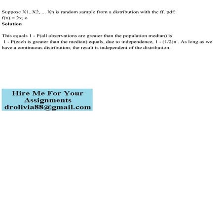 Suppose X1, X2, ... Xn is random sample from a distribution with the.pdf