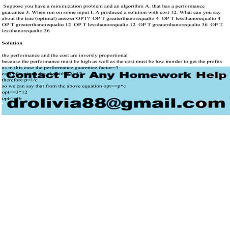 Suppose You Have A Minimization Problem And An Algorithm A That Has Pdf 