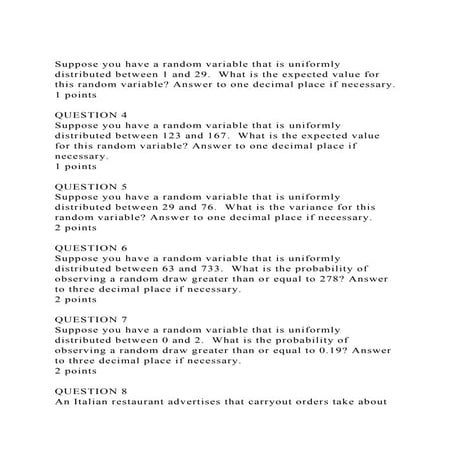 Suppose you have a random variable that is uniformly distributed b.docx