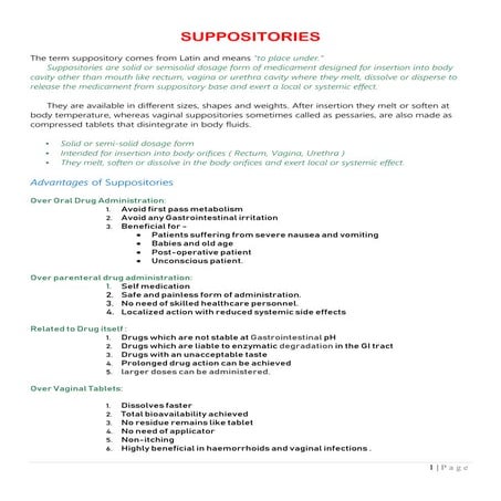 Suppository - Types & Formulation | PDF