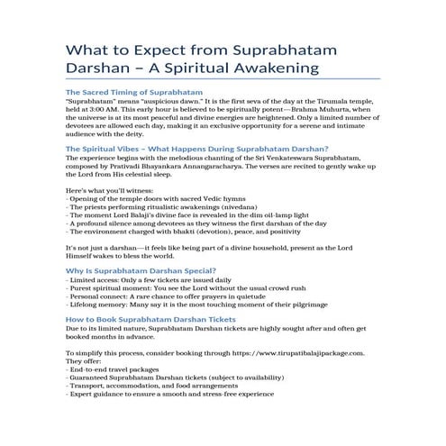 What to Expect from Suprabhatam Darshan – A Spiritual Awakening | DOCX