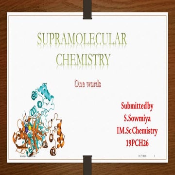 Supramolecular chemistry and Analytical chemistry onewords | PPTX