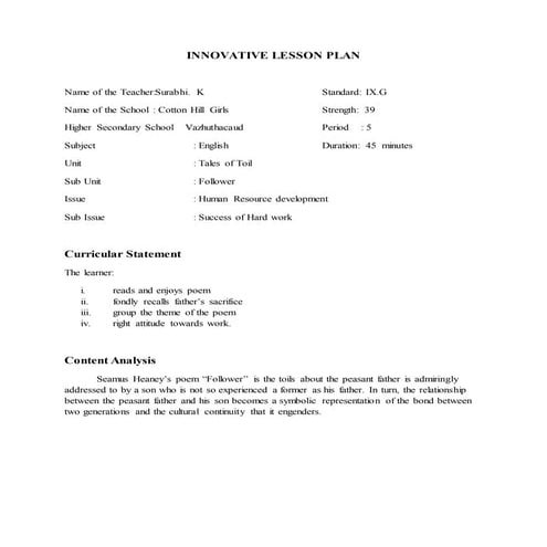 innovative lesson plan | DOCX