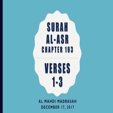 Commentary of the Noble Quran - Surah al-Asr | PDF