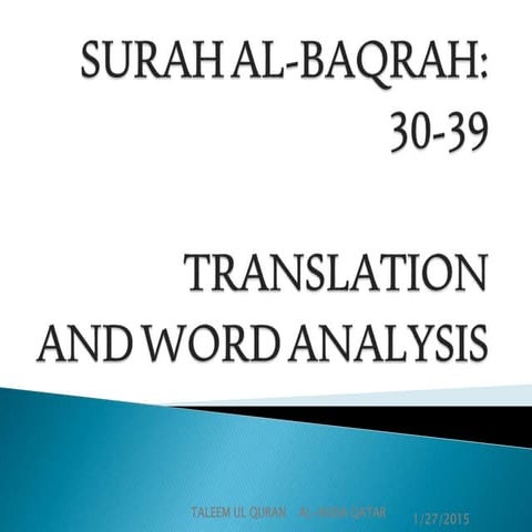 Surah al baqarah 30-39 | PPT