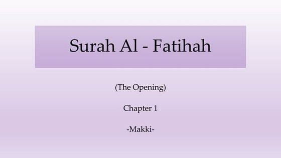 Surah Al-Fatiha | PPTX