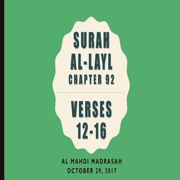 Commentary of the Noble Quran - Chapter 108 - Surah al-Layl - Part 6 | PPT