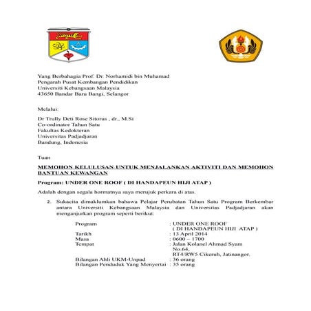 SURAT MEMOHON SUMBANGAN DARIPADA PKP | PDF