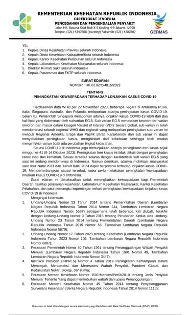 Surat Edaran Menteri BUMN Nomor SE-1/MBU/03/2020 | PDF Surat Edaran Menteri BUMN Nomor SE-1/MBU/03/2020 | PDF
