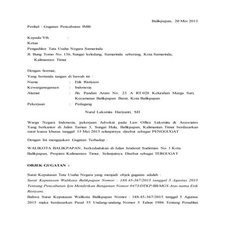 Surat gugatan tun | DOCX