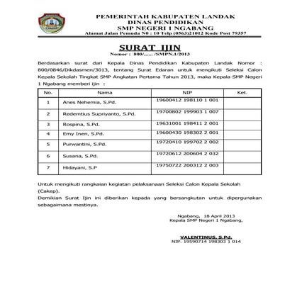 Surat ijin cakep | PDF