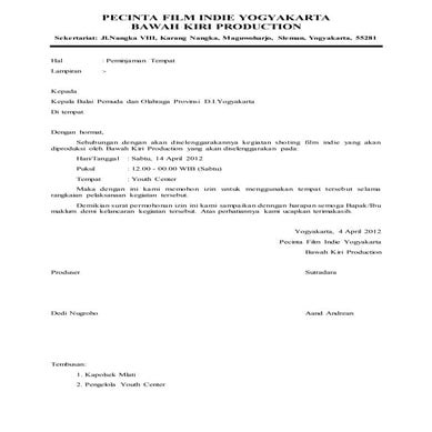 Surat izin youth_center | PDF