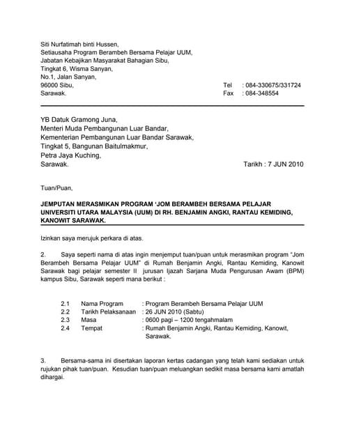 Surat jemputan program jom ke sekolah skpm | DOCX