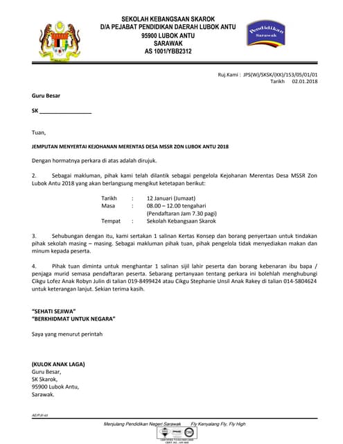 Surat jemputan program jom ke sekolah skpm polis | DOCX