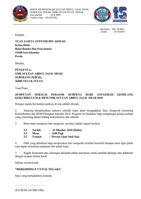 Surat rayuan ke smk agama baling | DOC