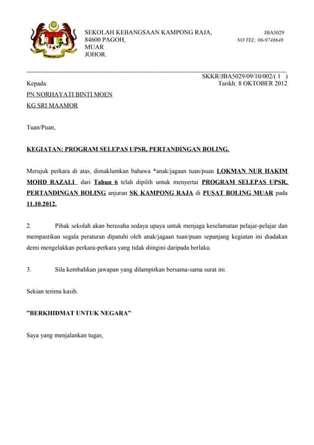 Surat jemputan program jom ke sekolah skpm | PDF