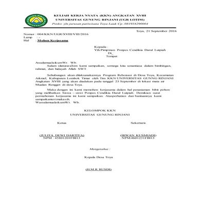 Surat kerjasama | DOCX