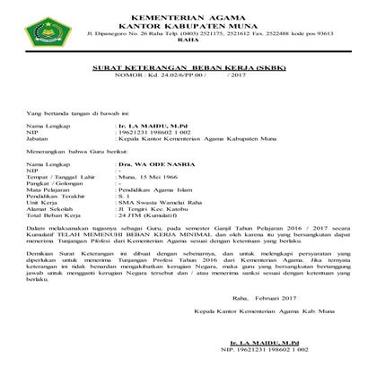 Surat keterangan beban kerja (skbk) | DOCX