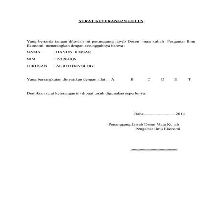 Surat keterangan lulus | DOCX