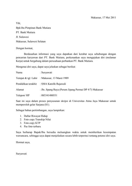 SURAT LAMARAN KERJA aldi | PDF