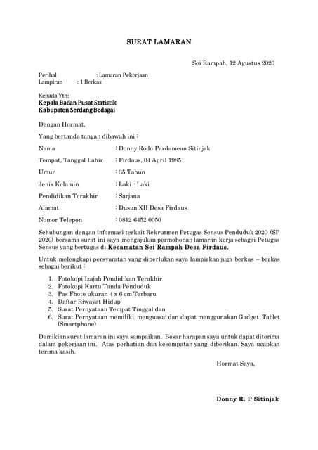 Contoh Surat lamaran kerja | PDF