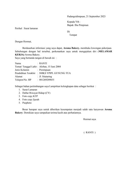 Surat permohonan | DOCX