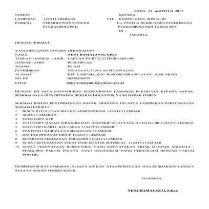 Surat lamaran pkh fatin | DOCX