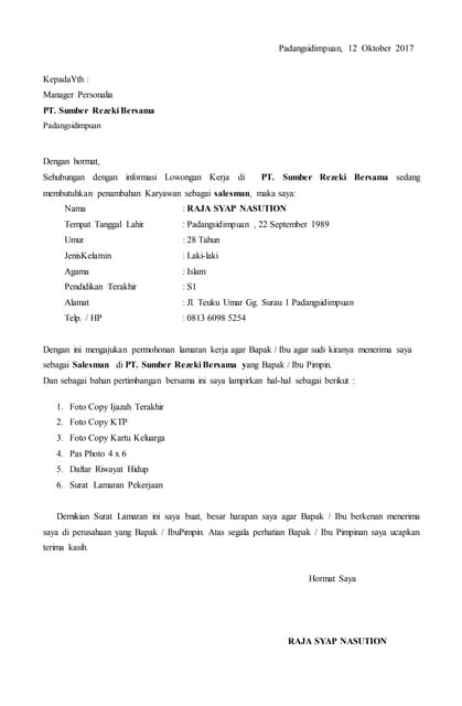 Surat lamaran | DOCX