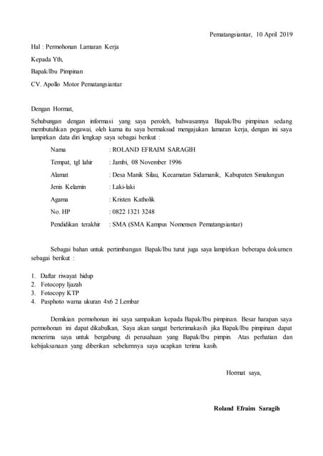 Surat lamaran | DOCX